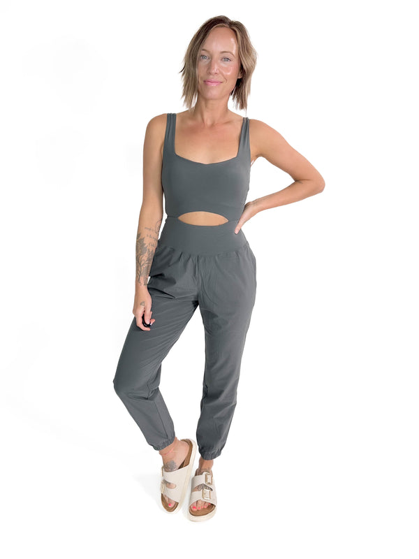MONO B Marlee Active Jumpsuit- URBAN GREY - Timber + Gray