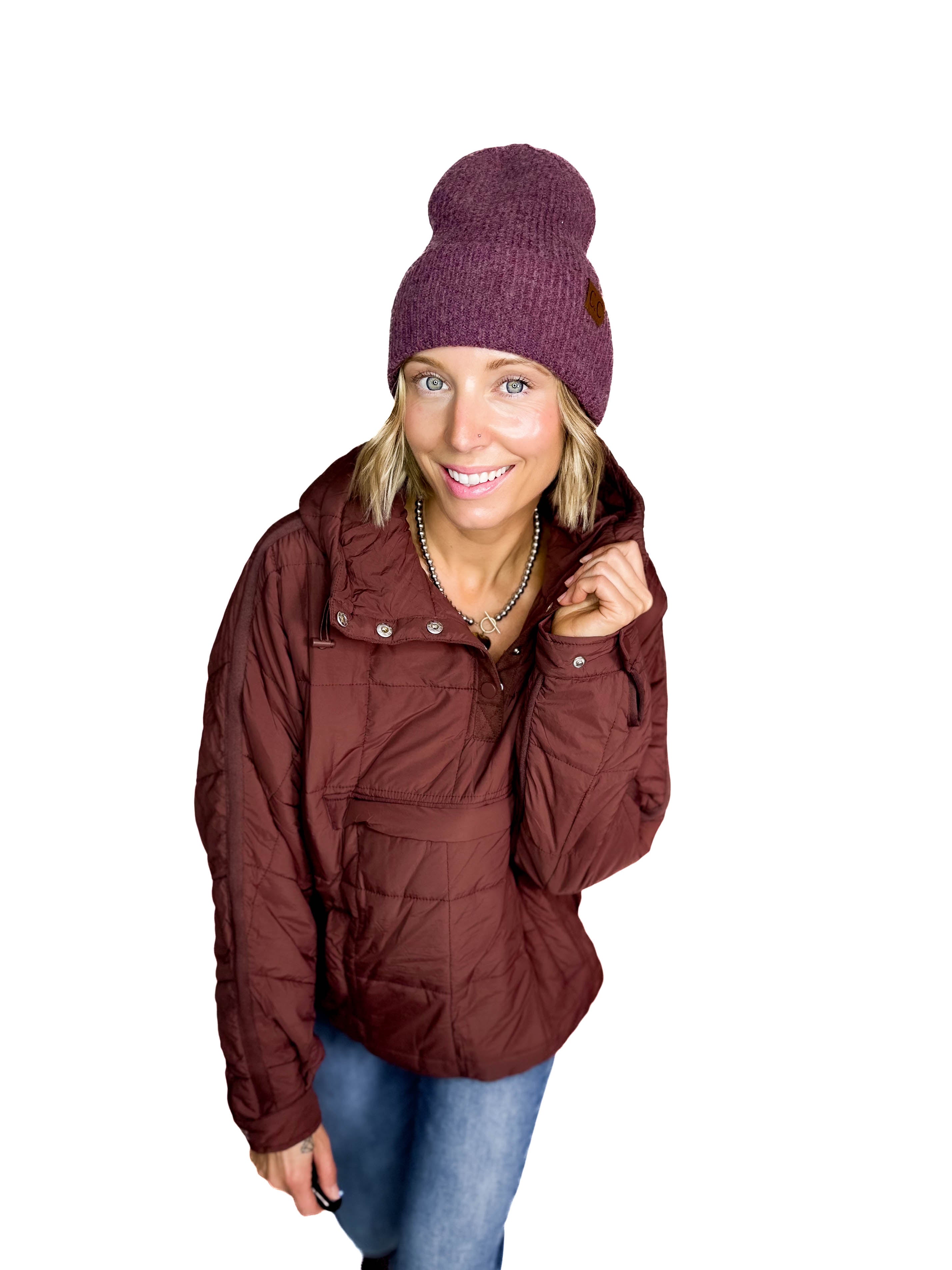 CC Soft Ribbed Beanie- COCO BERRY – Timber + Gray