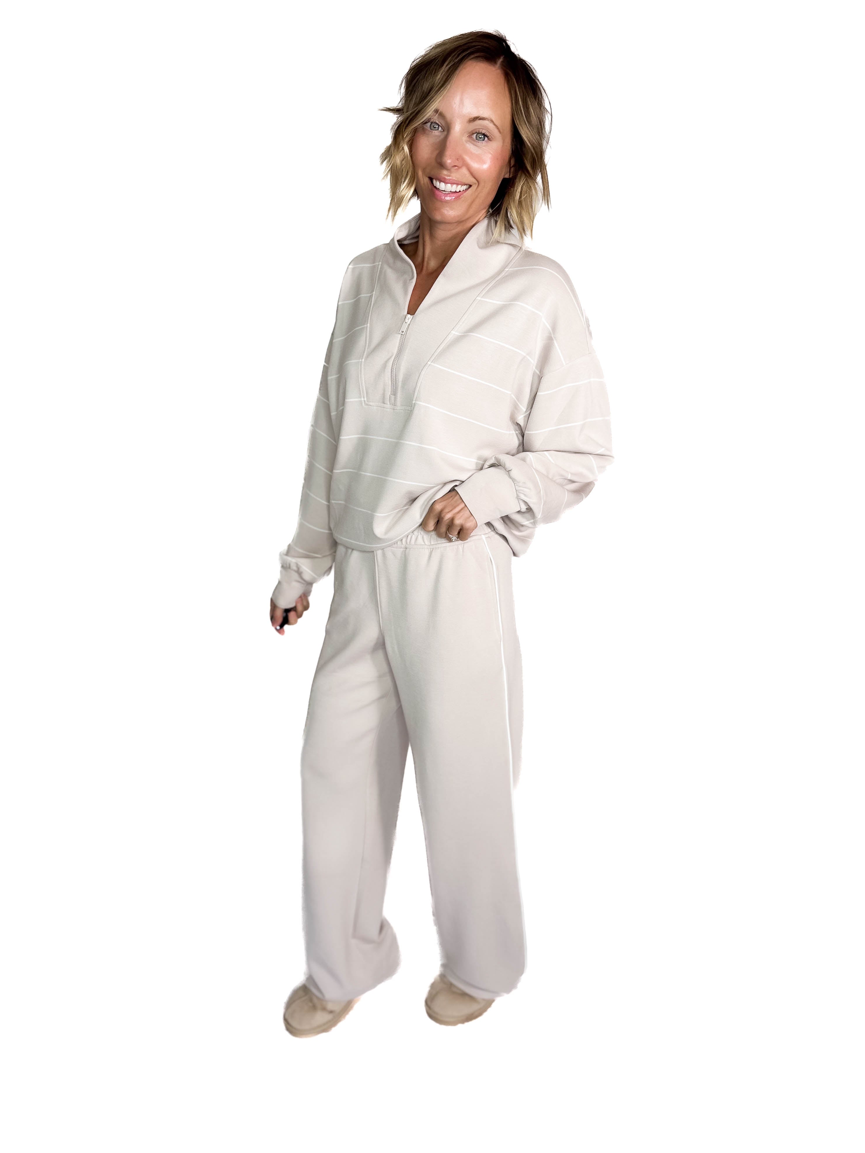 Nancy Modal Straight Leg Pant- MOCHA CREAM/CREAM-FINAL SALE – Timber + Gray