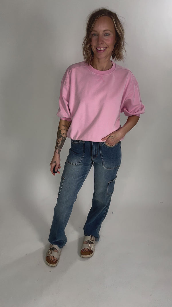 Judy Blue Emily Cargo Straight Leg Straight Leg Jean- MEDIUM WASH ...